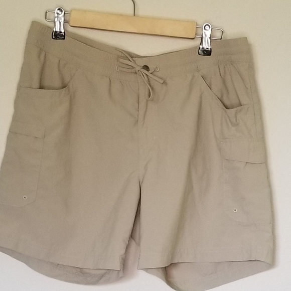 Columbia | Shorts | Columbia 55 Nylon Shorts Elastic Waist Tan Hiking ...